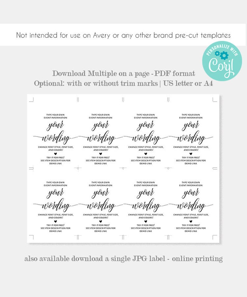 EDITABLE Tag Template Custom Gift or Favor Tags You Edit and - Etsy
