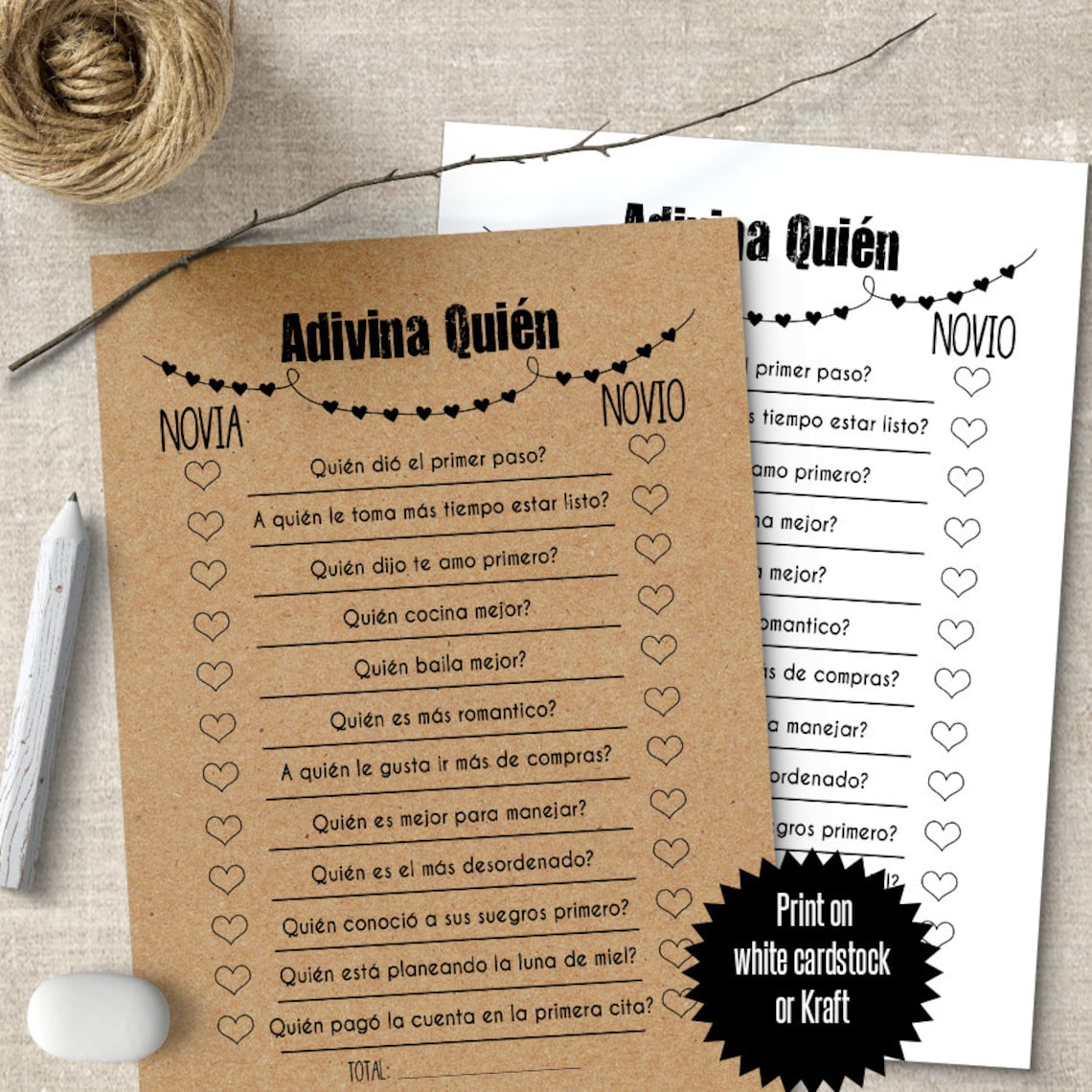 SPANISH Bridal Shower Games, Guess Who Game in Spanish, Adivina Quien ...