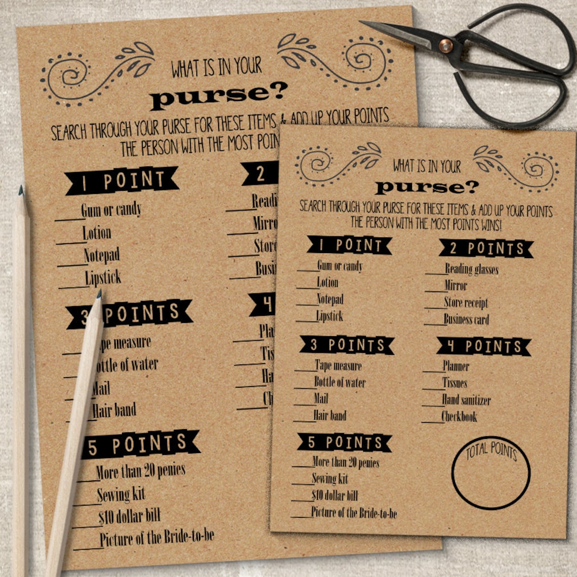What is in Your Purse Game, Wedding Games, Bridal Shower, Printable ...