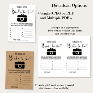 EDITABLE Bridal Shower Games, How Old Was the Bride, Self-editable ...
