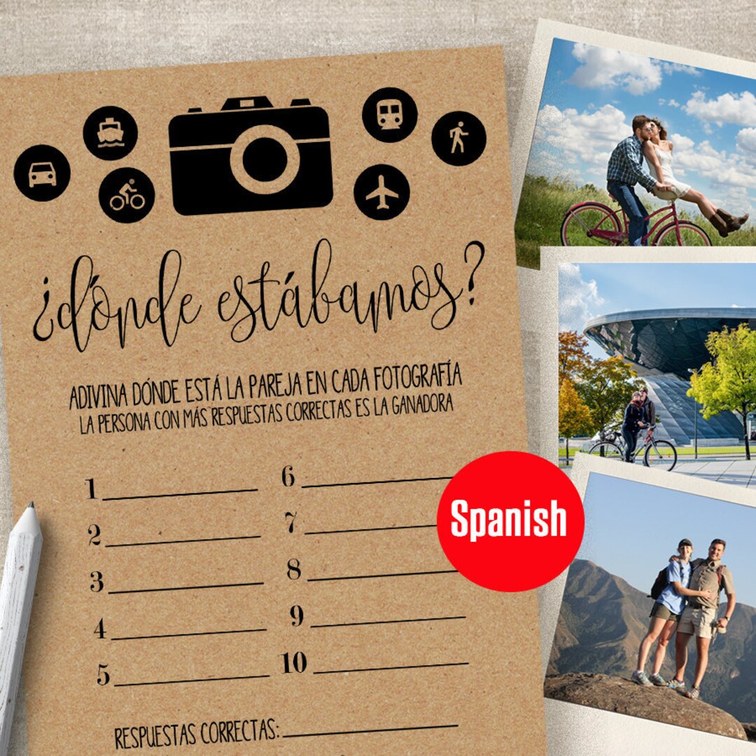 SPANISH Bridal Shower Game Where Were We in Spanish, Donde Estabamos ...