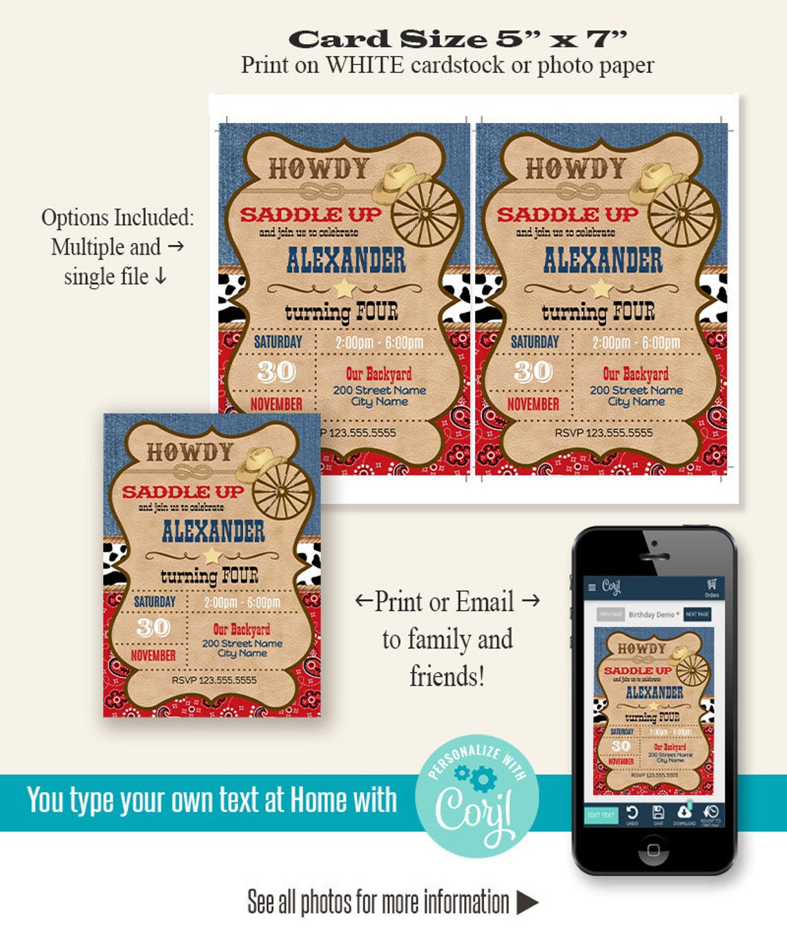 Western Party Invitations Cowboy or Cowgirl Birthday Party | Etsy