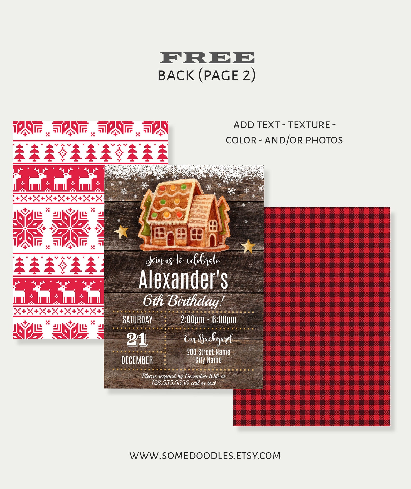 Gingerbread House Party Invitation, Print or Text, Self-editable ...