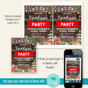 Friendsmas Party Invitation, Christmas Instant Download Self-editable ...