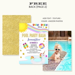 Unicorn Pool Party Invitation, Printable Self-editable Template ...