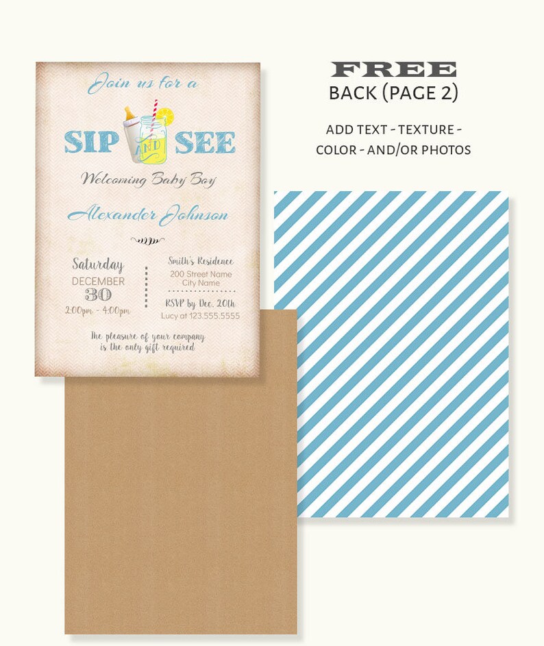Sip and See Invitation Printable Self-editable Template | Etsy