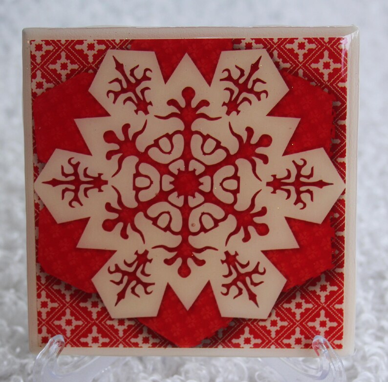 4 Handcrafted Decorative Ceramic Tiles of Christmas Decorations. - Etsy