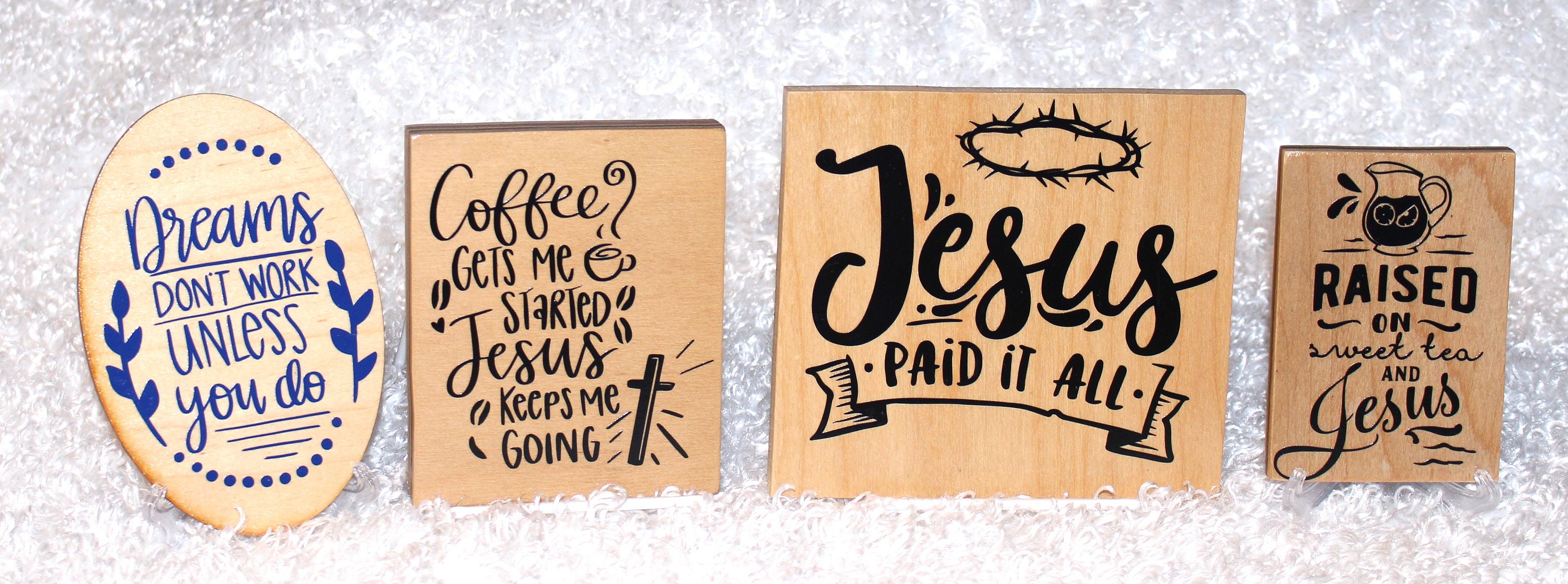 4 Handcrafted Decorative Wood Signs With Religious Sayings - Etsy