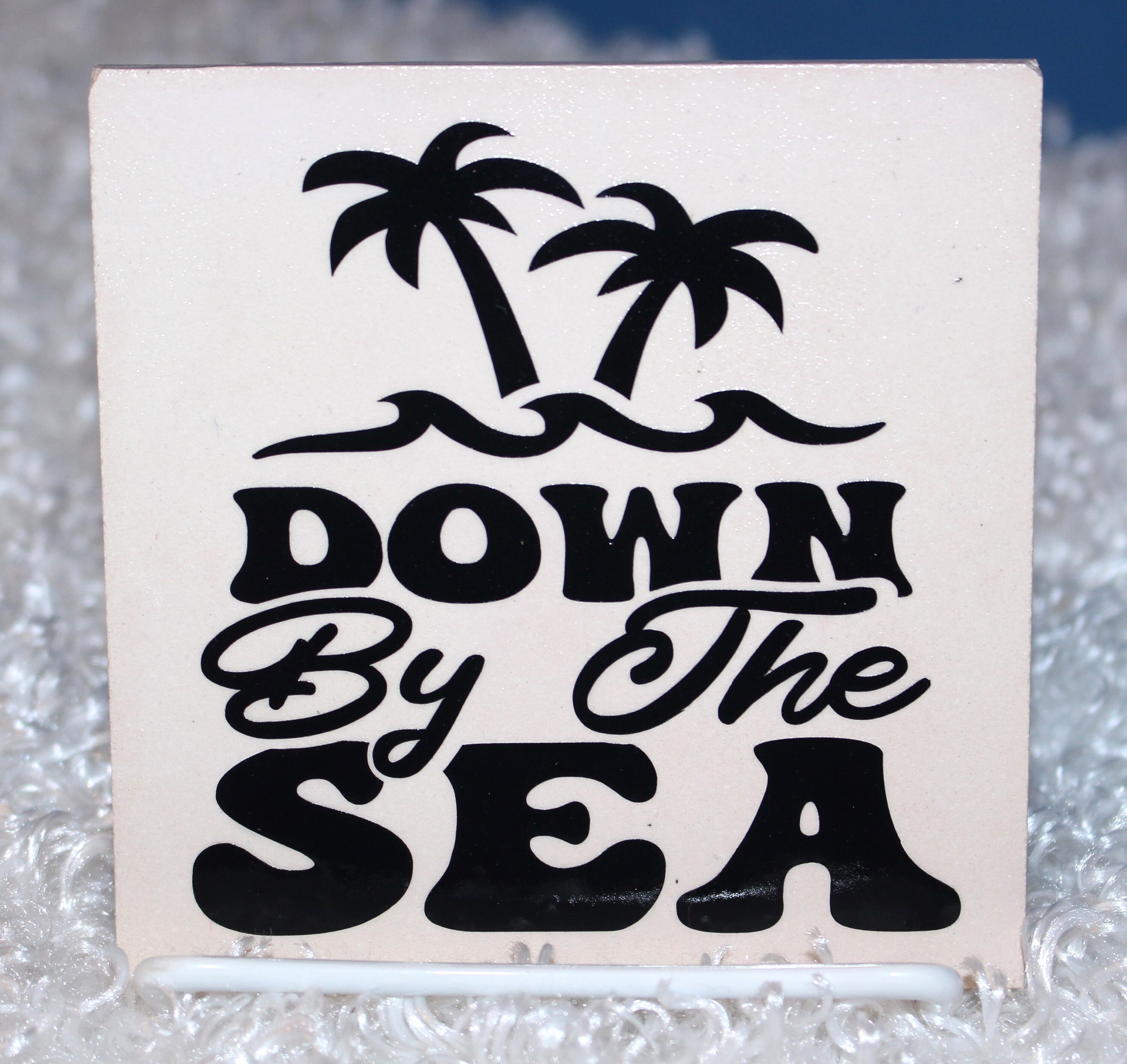 Handcrafted Decorative Ceramic Tiles With Different Beach Sayings. Set ...
