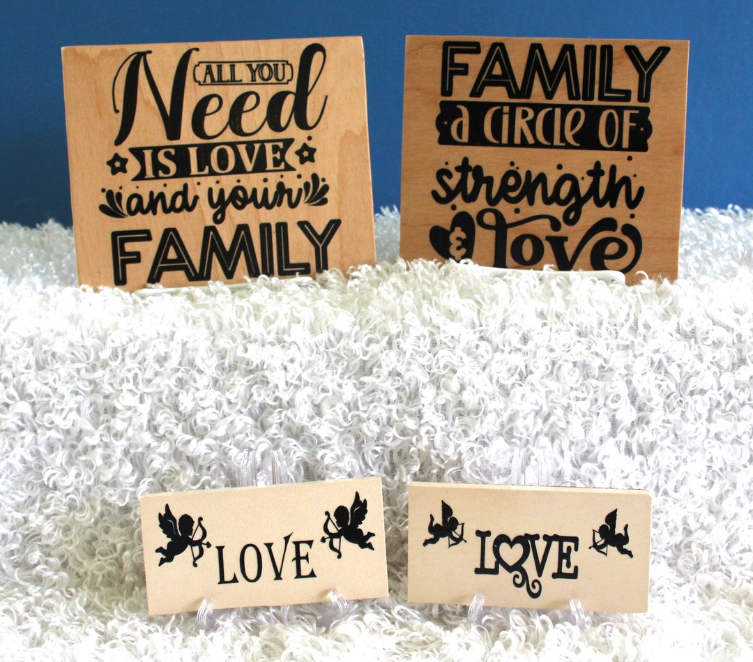 4 Different Handcrafted Decorative Wood and Ceramic Tile With Family ...
