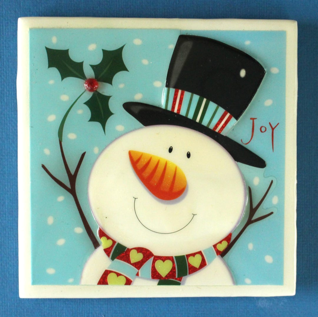 2 Handcrafted Decorative Ceramic Tiles of Snowmen 6 X 6 Inches - Etsy