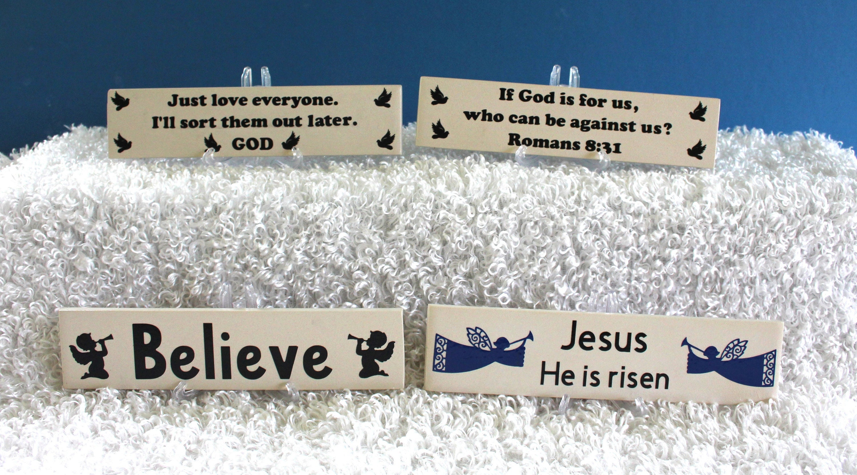 4 Handcrafted Decorative Ceramic Tiles With Religious Sayings With ...