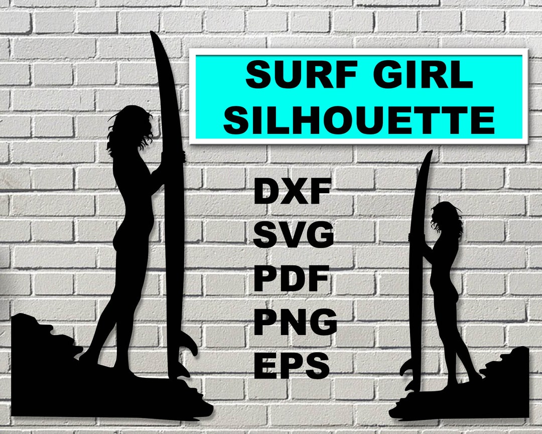 Surf Girl Silhouette Surfing SVG Surfer Surf Board Surf Girl Logo Surf ...