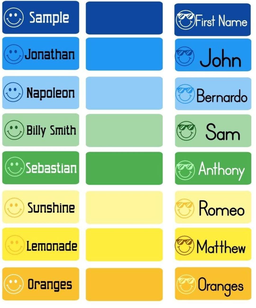 Smiley Faces Name Labels Stickers for Kids Blue Boy Stickers, Teacher ...