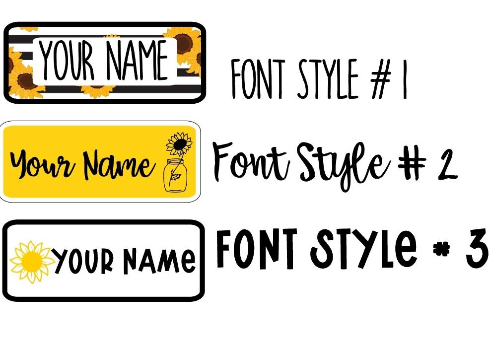 30 Sunflowers Name Label Stickers for Teachers, Kids, Daycare, Teens ...