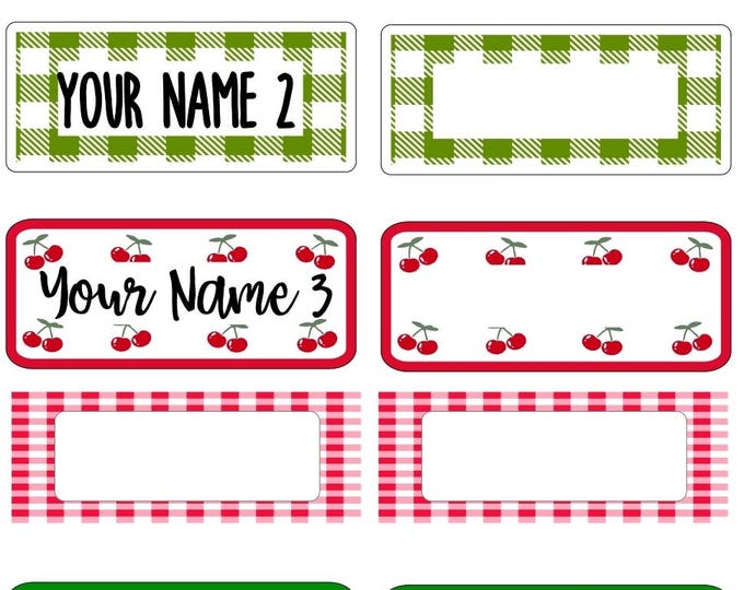 30 Cherries Red and Green Personalized Name Label Stickers for Teachers ...