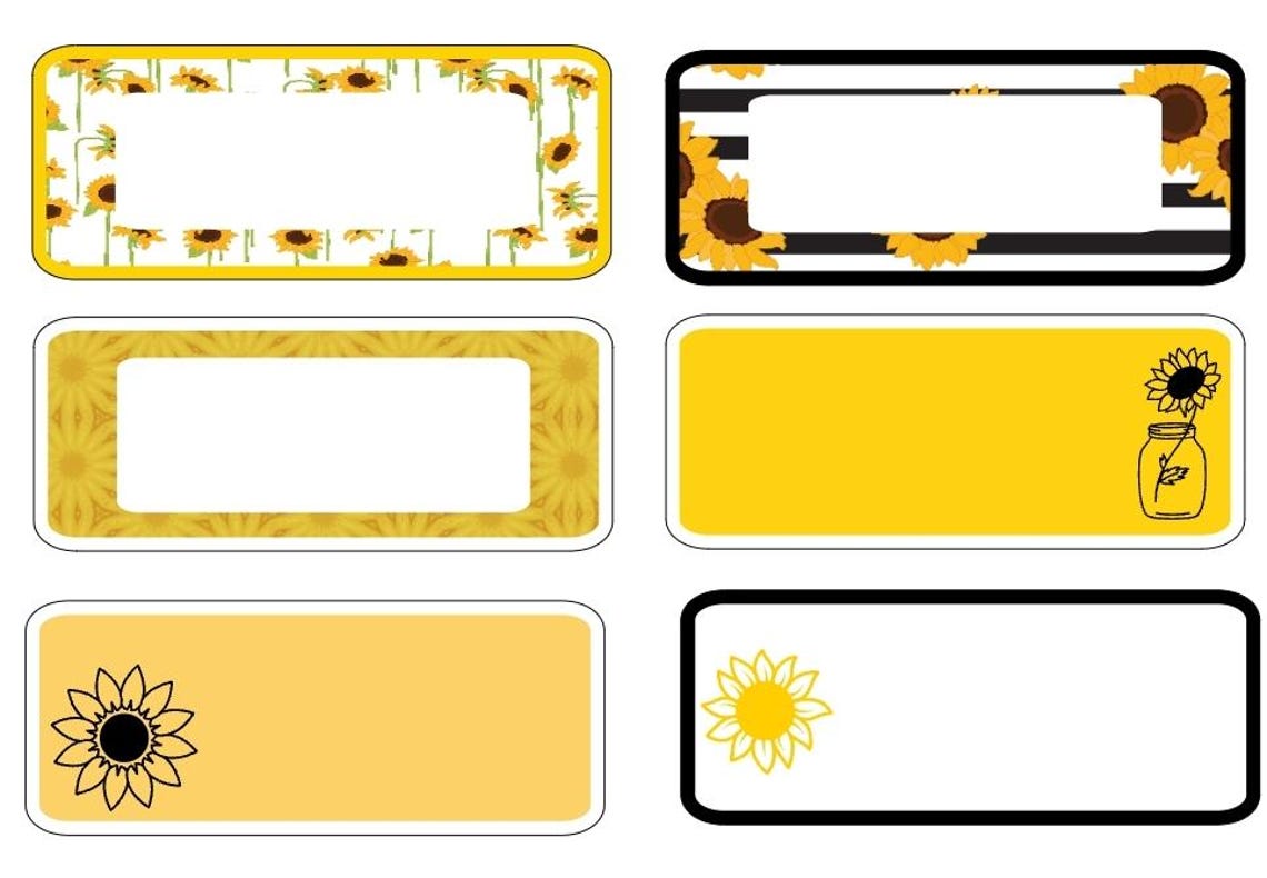 30 Sunflowers Name Label Stickers for Teachers, Kids, Daycare, Teens ...