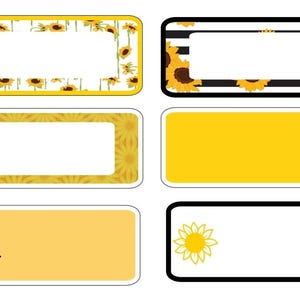 30 Sunflowers Name Label Stickers for Teachers, Kids, Daycare, Teens ...