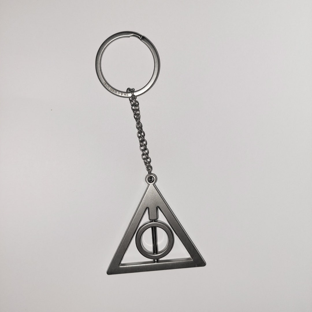 Harry Potter Deathly Hallows Pendant Keychain Hogwarts Rotating Metal ...