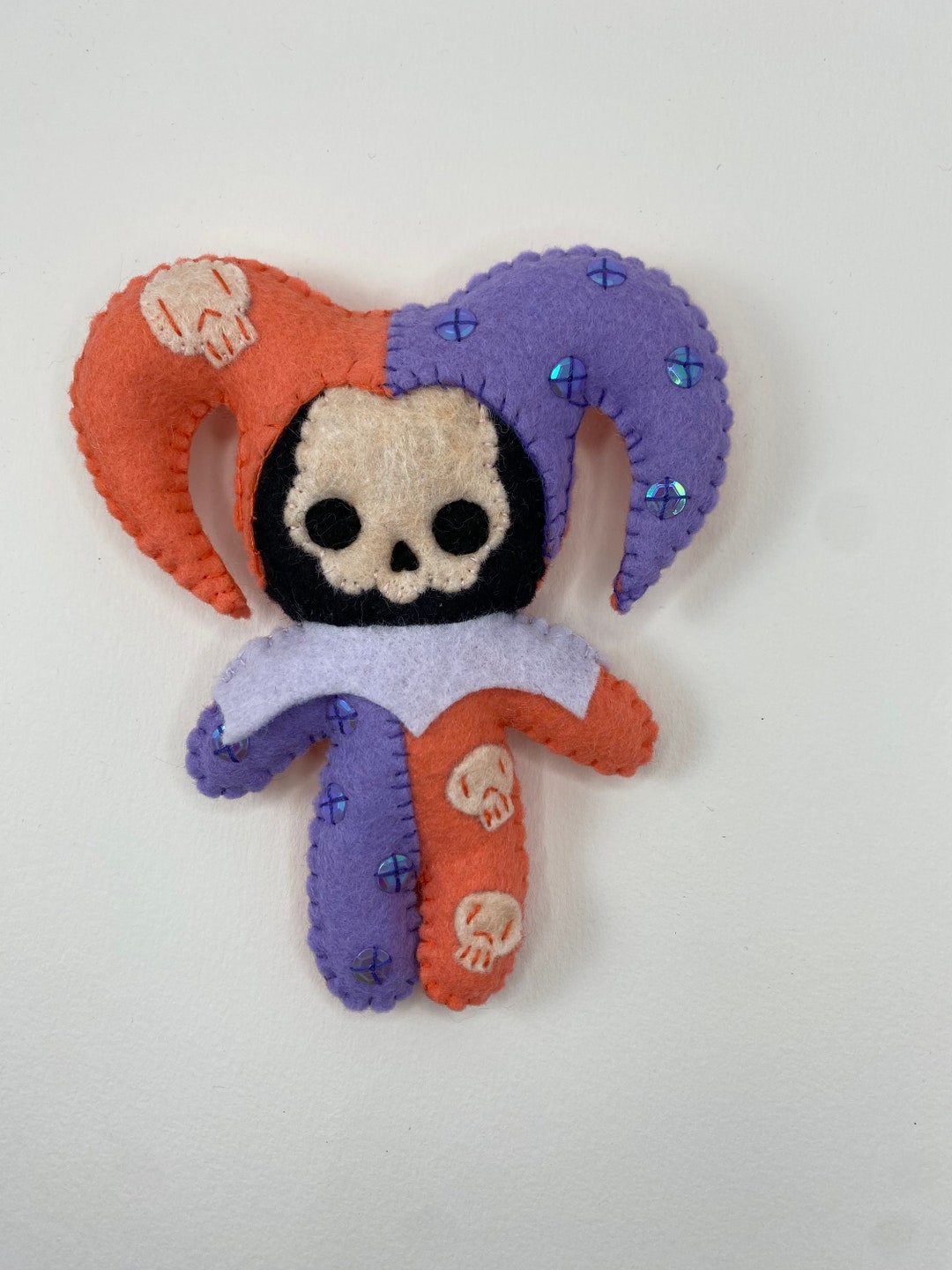 Pastel Skeleton Jester Felt Art Doll Mini Horror Clown Art - Etsy