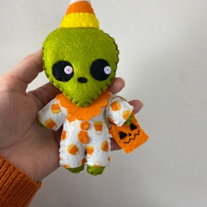 Trick or Treating Alien Candy Corn Clown Halloween Felt Art - Etsy