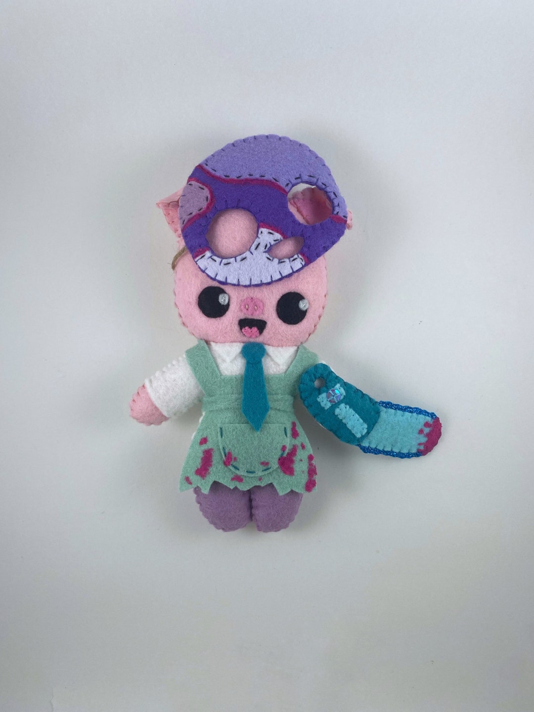 Chainsaw Pig Felt Art Doll,pastel Goth, Kawaii Plush, Slasher Decor ...