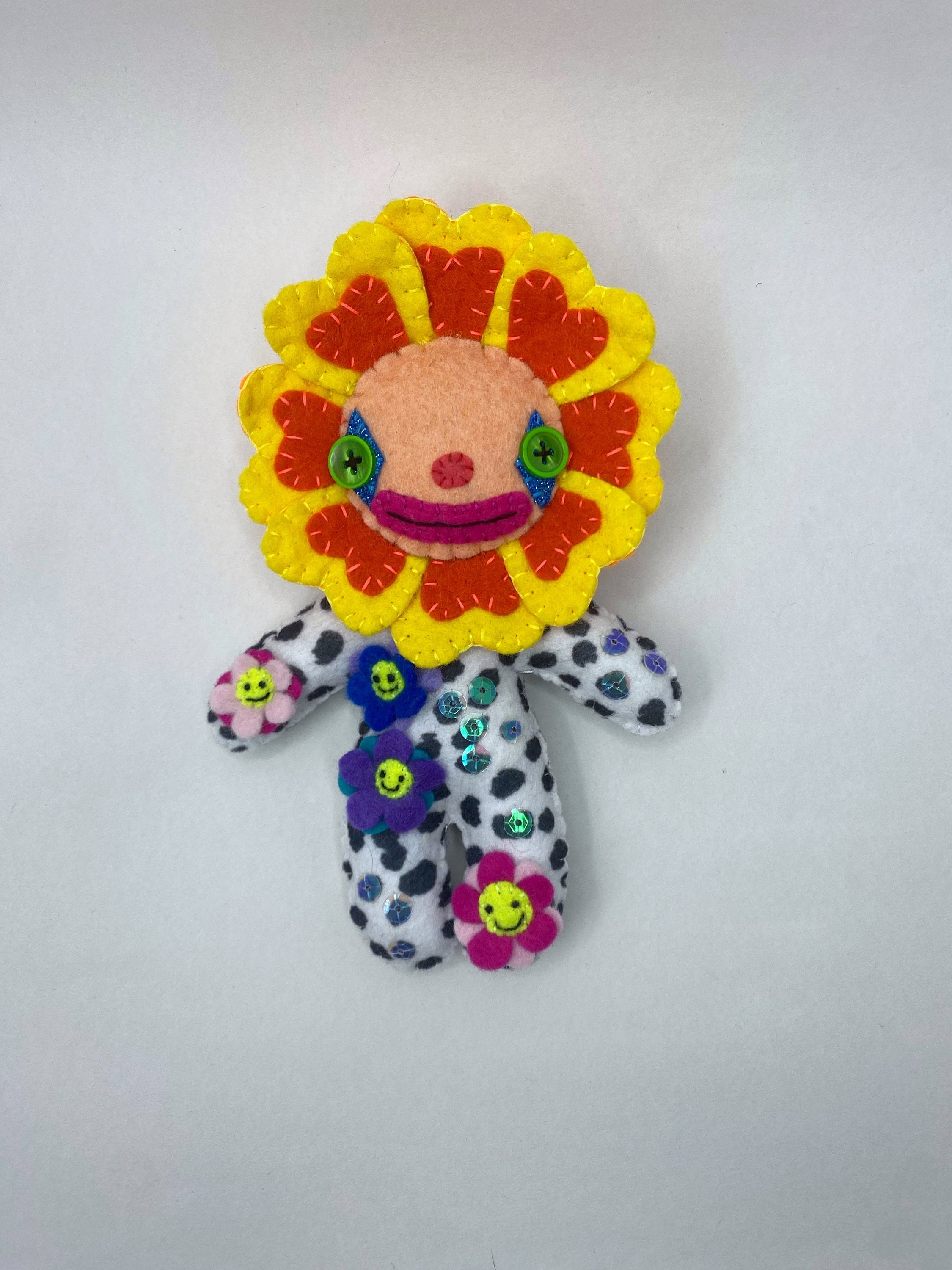 Flower Clown Felt Art Doll, Creepy Cute Clown Art, Eclectic Home Decor ...