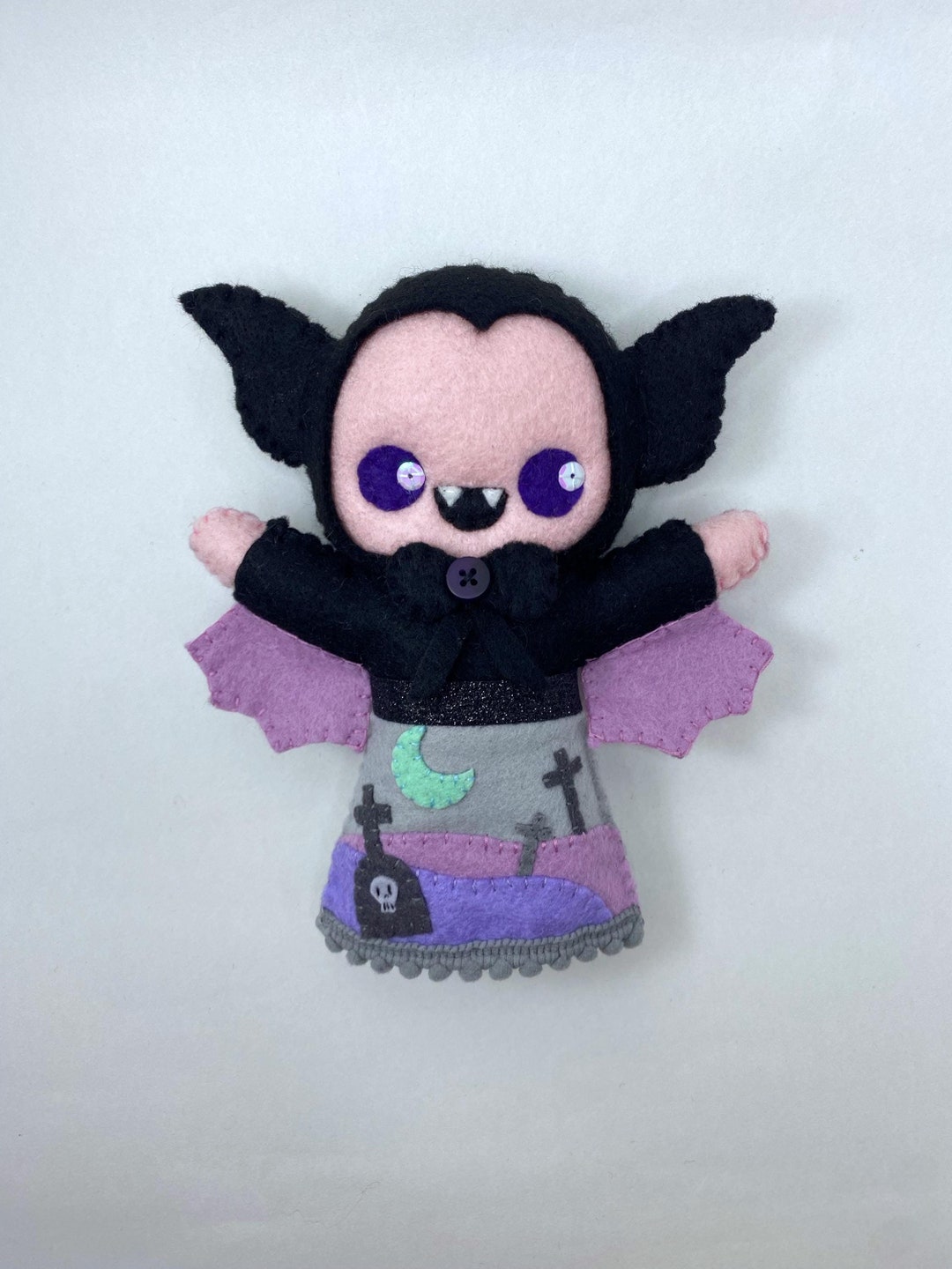 Pastel Vampire Girl Felt Art Doll,pastel Goth Decor , Kawaii Vampire ...
