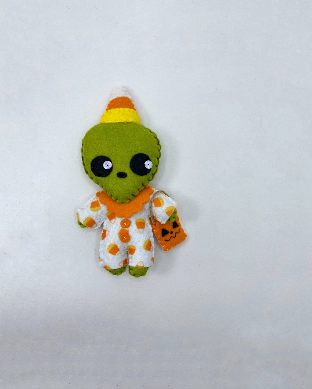 Trick or Treating Alien Candy Corn Clown Halloween Felt Art - Etsy