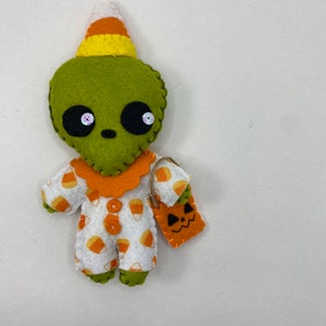Trick or Treating Alien Candy Corn Clown Halloween Felt Art - Etsy