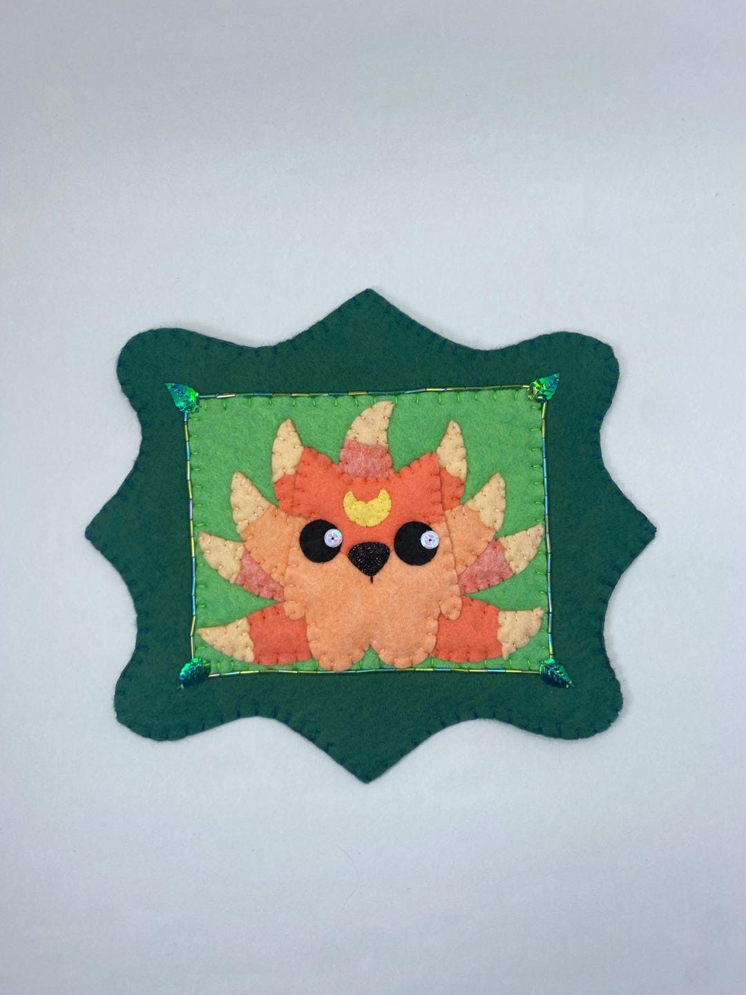 Kitsune Portrait Felt Wall Art, Yokai Wall Hanging, Fantasy Door Sign ...