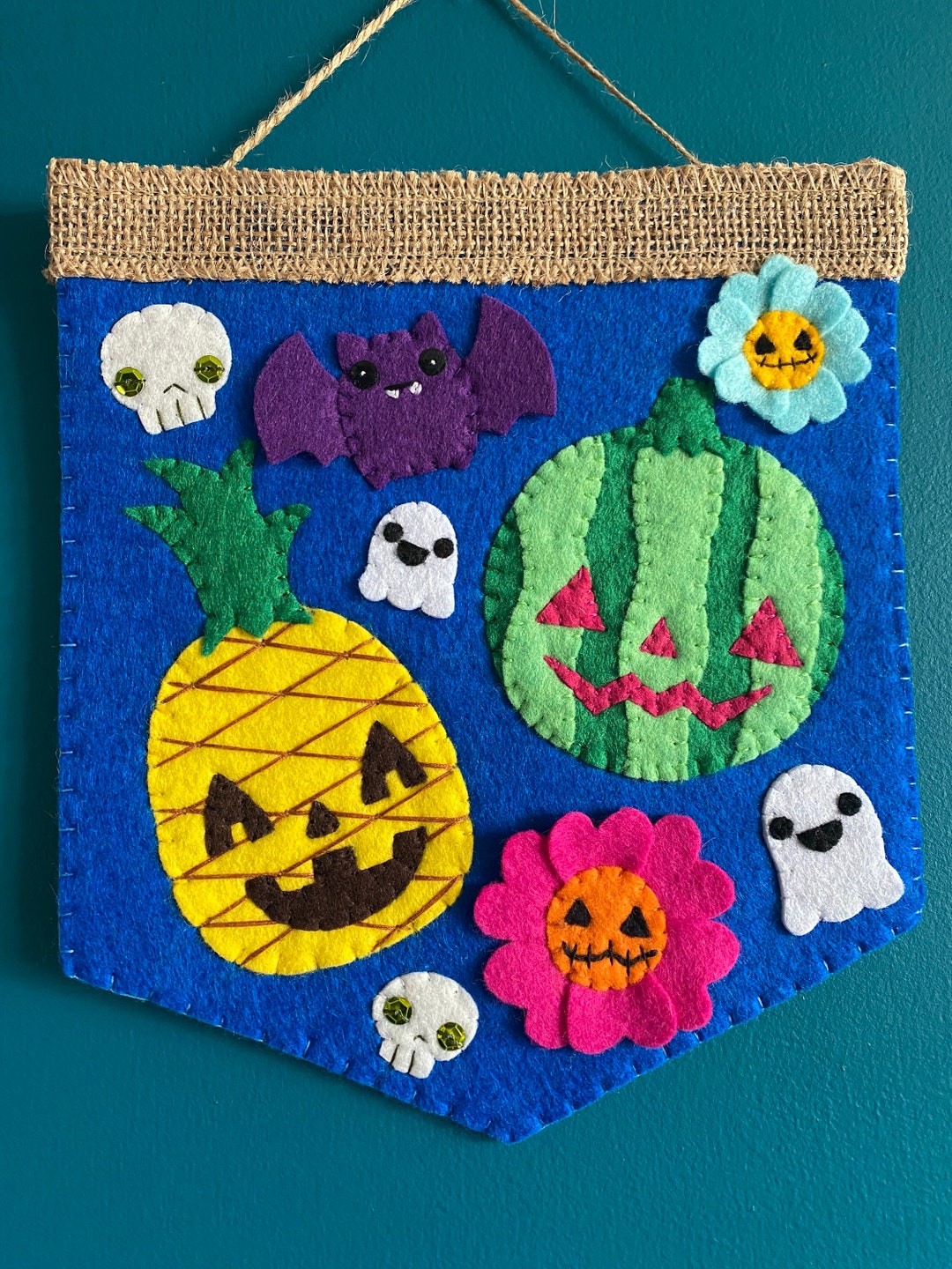 Summerween Creepy Cute Felt Banner,summer Halloween Decor, Tiki Bar Art ...