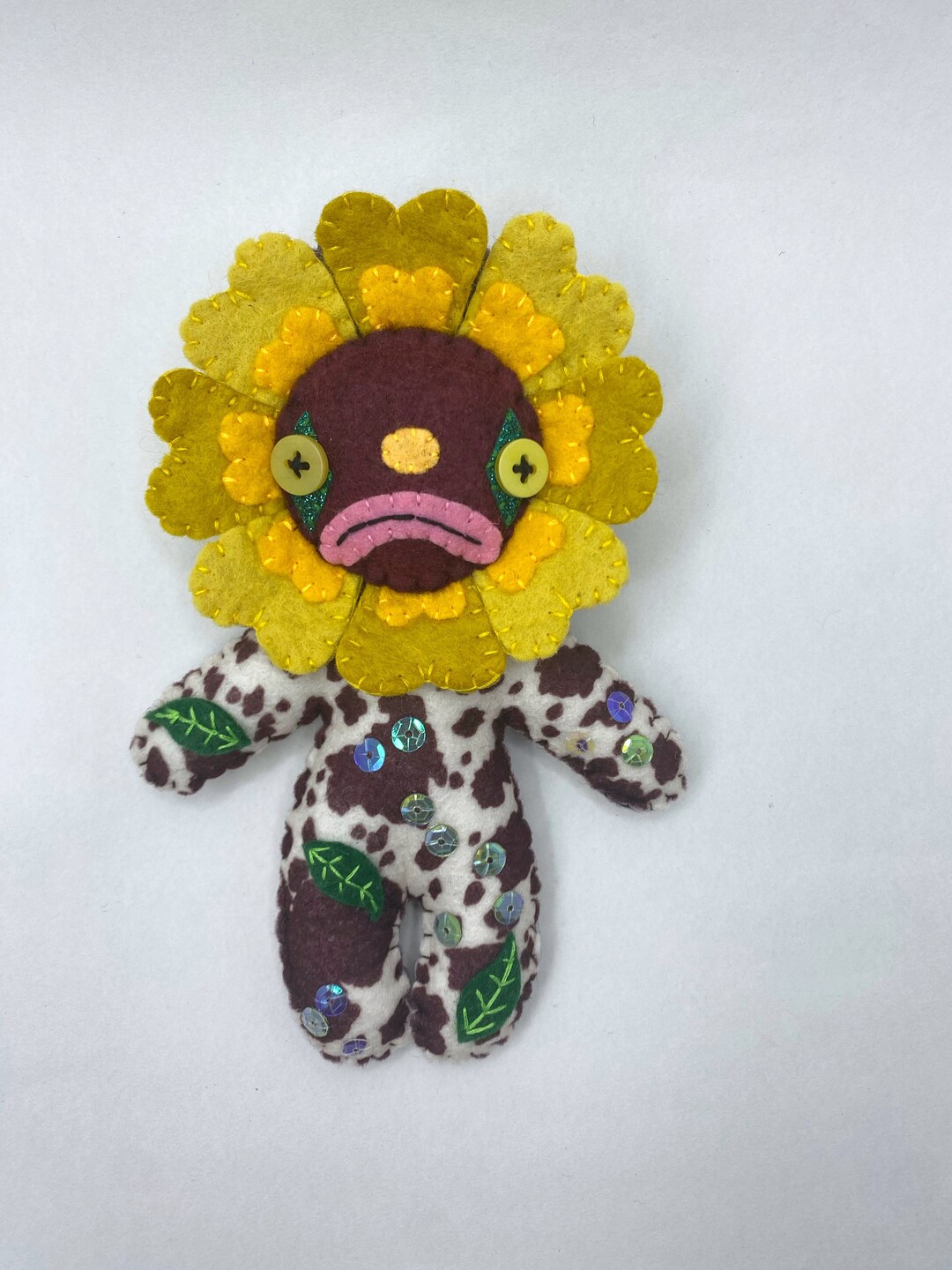 Flower Clown Felt Art Doll, Creepy Cute Clown Art, Eclectic Home Decor ...