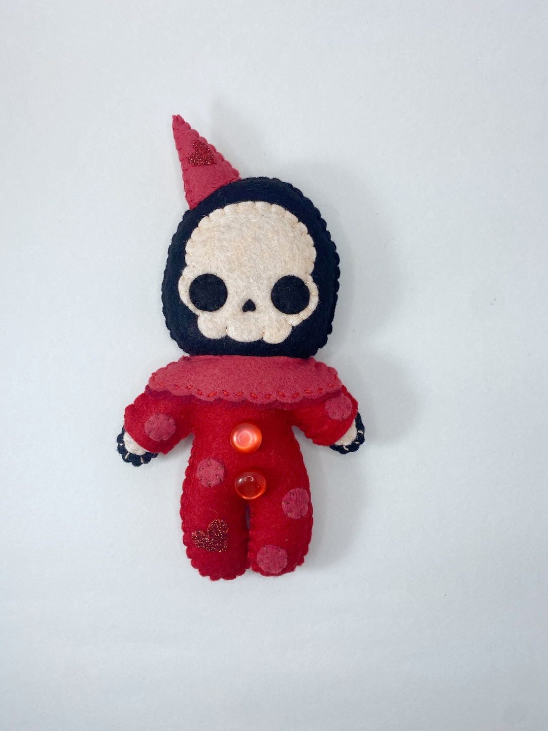 Skeleton Clown Felt Art Doll, Creepy Cute, Kawaii Skull Plush - Etsy