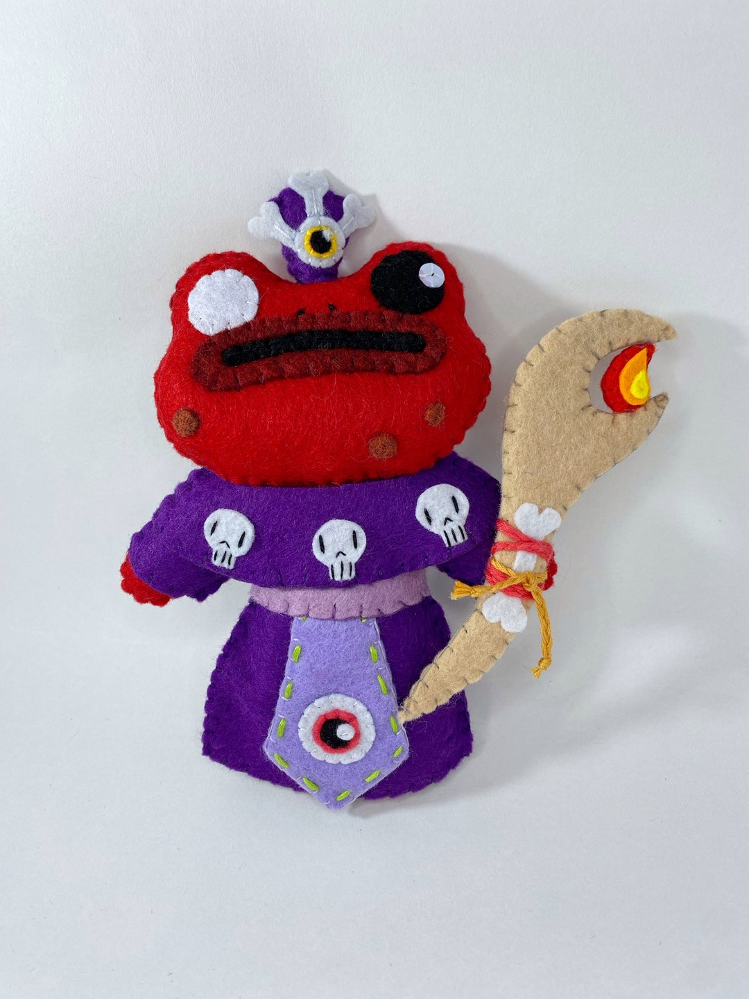 Necromancer Toad Felt Art Doll, Role Playing Game Art, Fantasy Plush ...