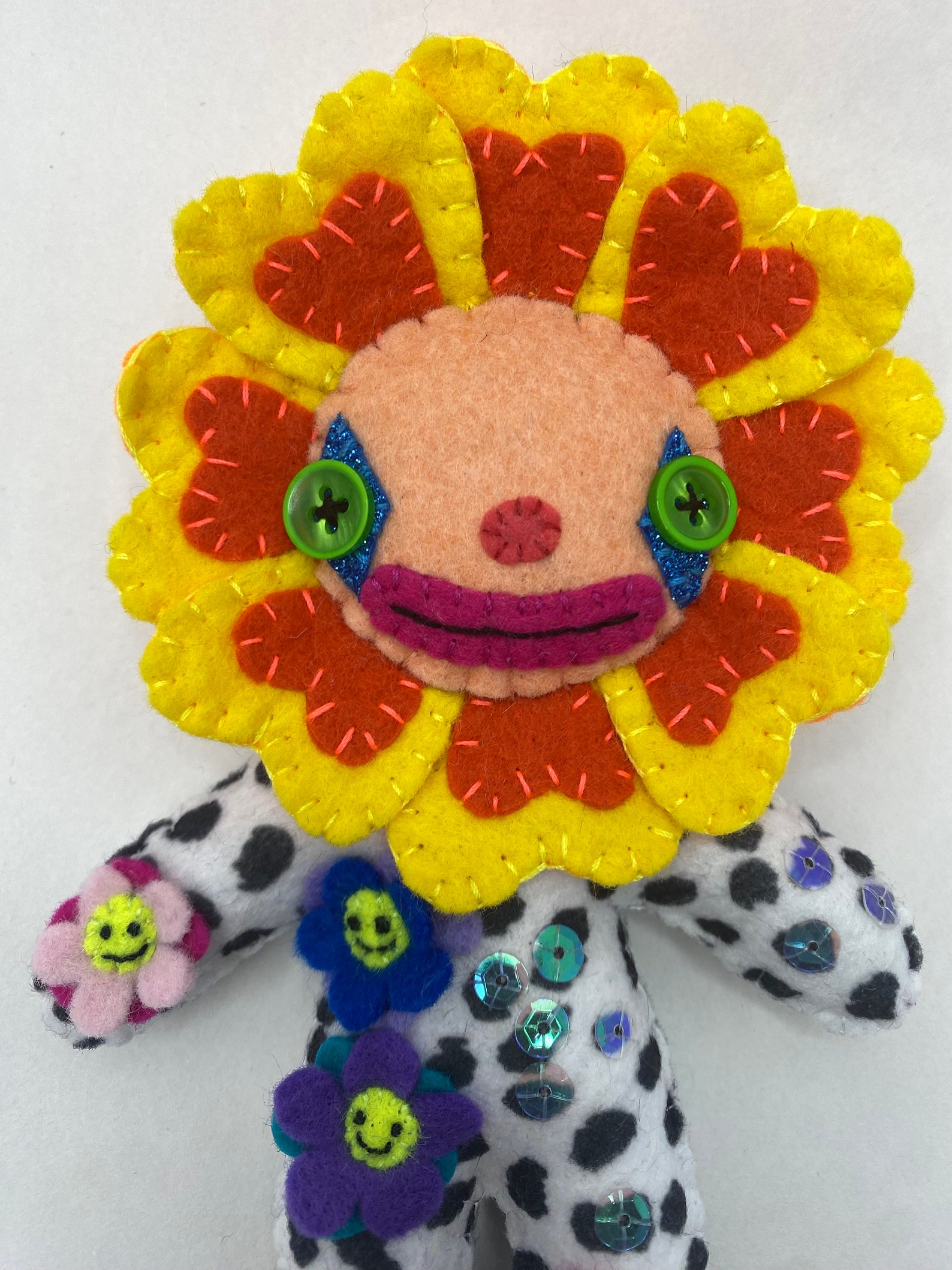 Flower Clown Felt Art Doll, Creepy Cute Clown Art, Eclectic Home Decor ...