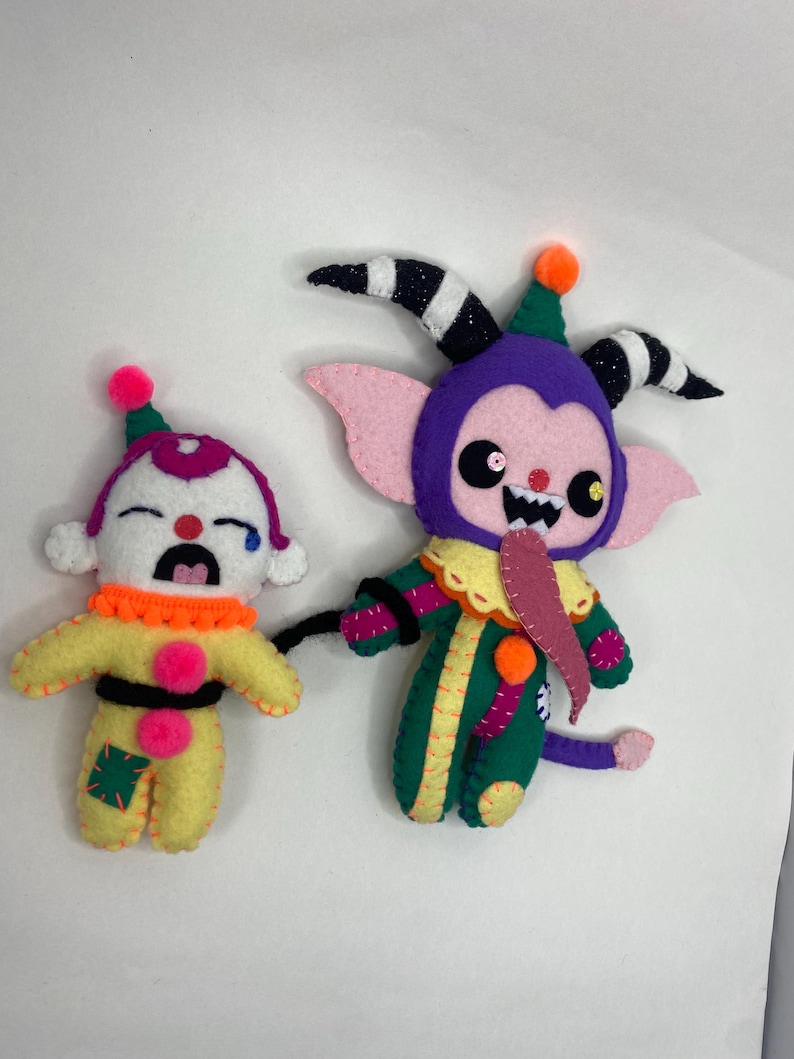 Clown Krampus Felt Art Doll, Clown Core Decor, Eclectic Art Doll - Etsy
