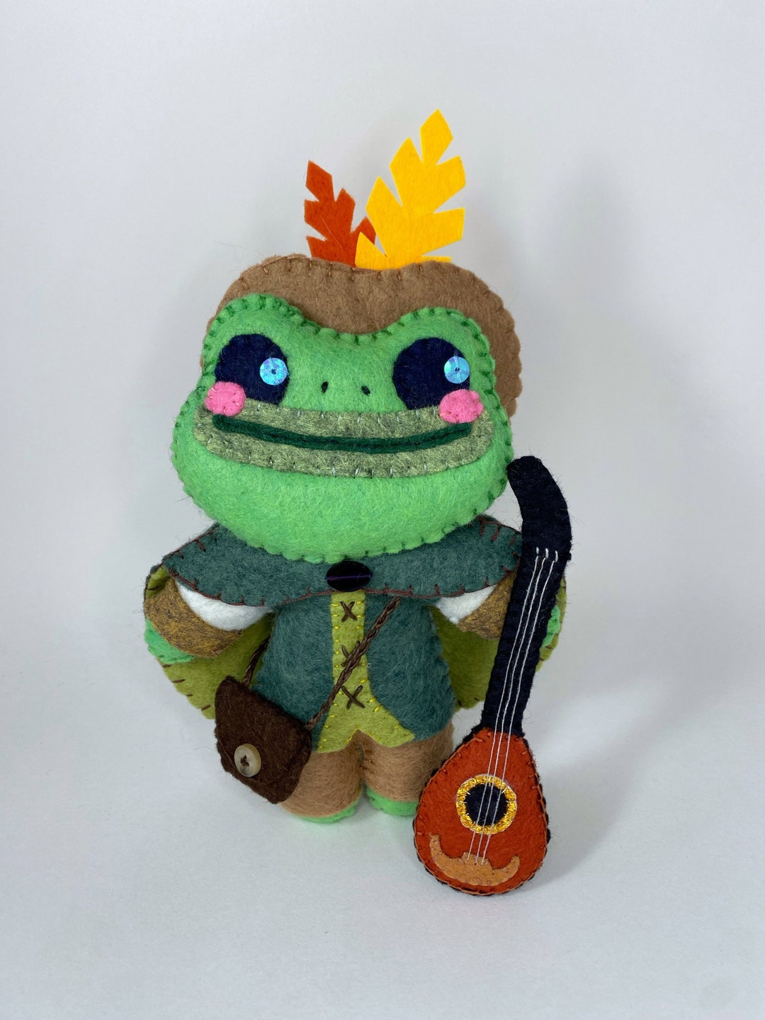 Bard Frog Felt Art Doll, Role Playing Art, Fantasy Plush, Gift for ...