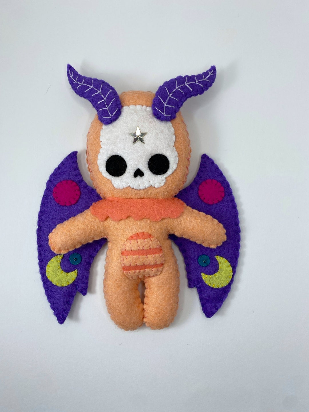 Skull Moth Felt Art Doll, Cryptid Gift, Creepy Cute Moth - Etsy