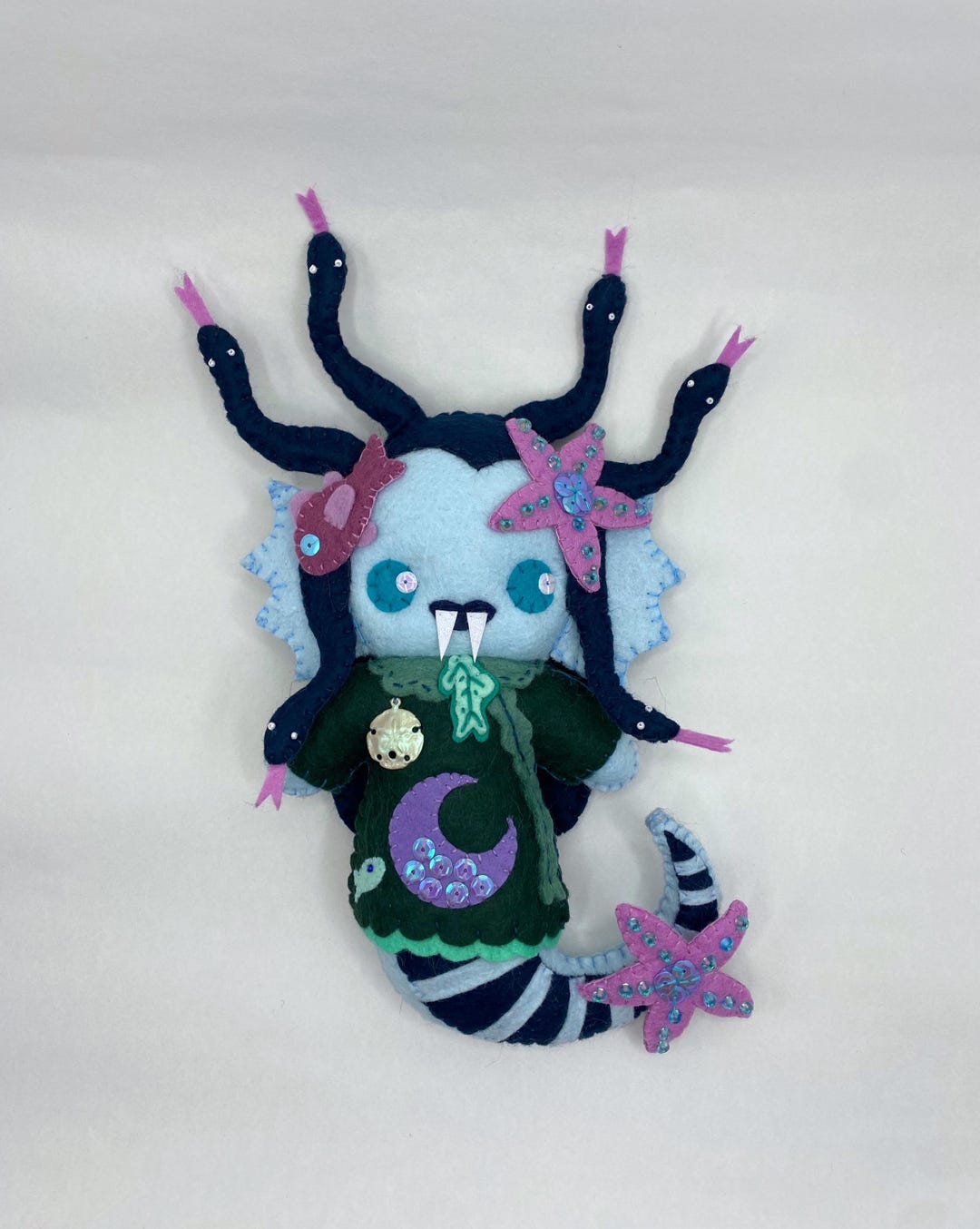 Sea Serpent Gorgon Felt Art Doll, Creepy Cute Art Doll, Mythological ...