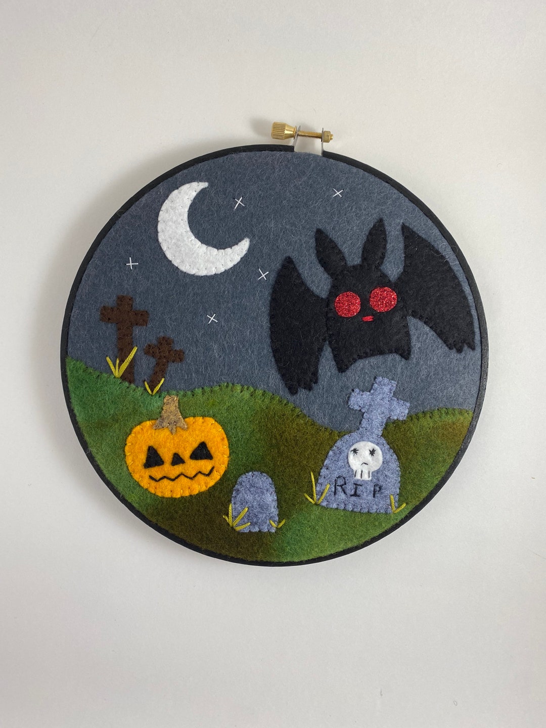 Mothman Halloween Cemetary Creepy Cute Felt Wall Hanging 7 - Etsy