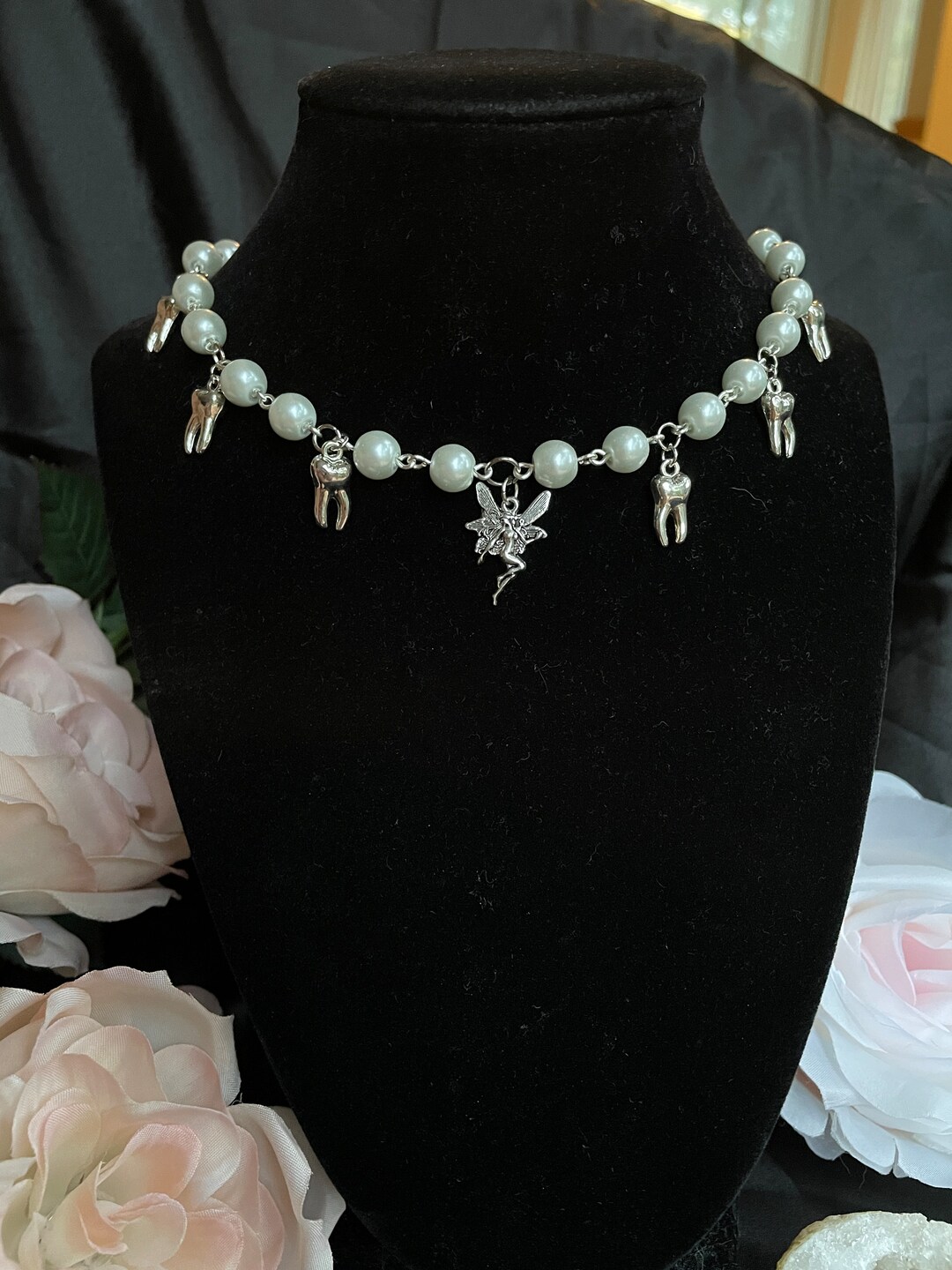 Tooth Fairy Choker Glass Pearl Beaded Choker Pearl Tooth Choker Fairy ...