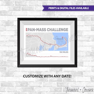 Pan-mass Challenge - Digital File & Print Options Available, Custom Map ...