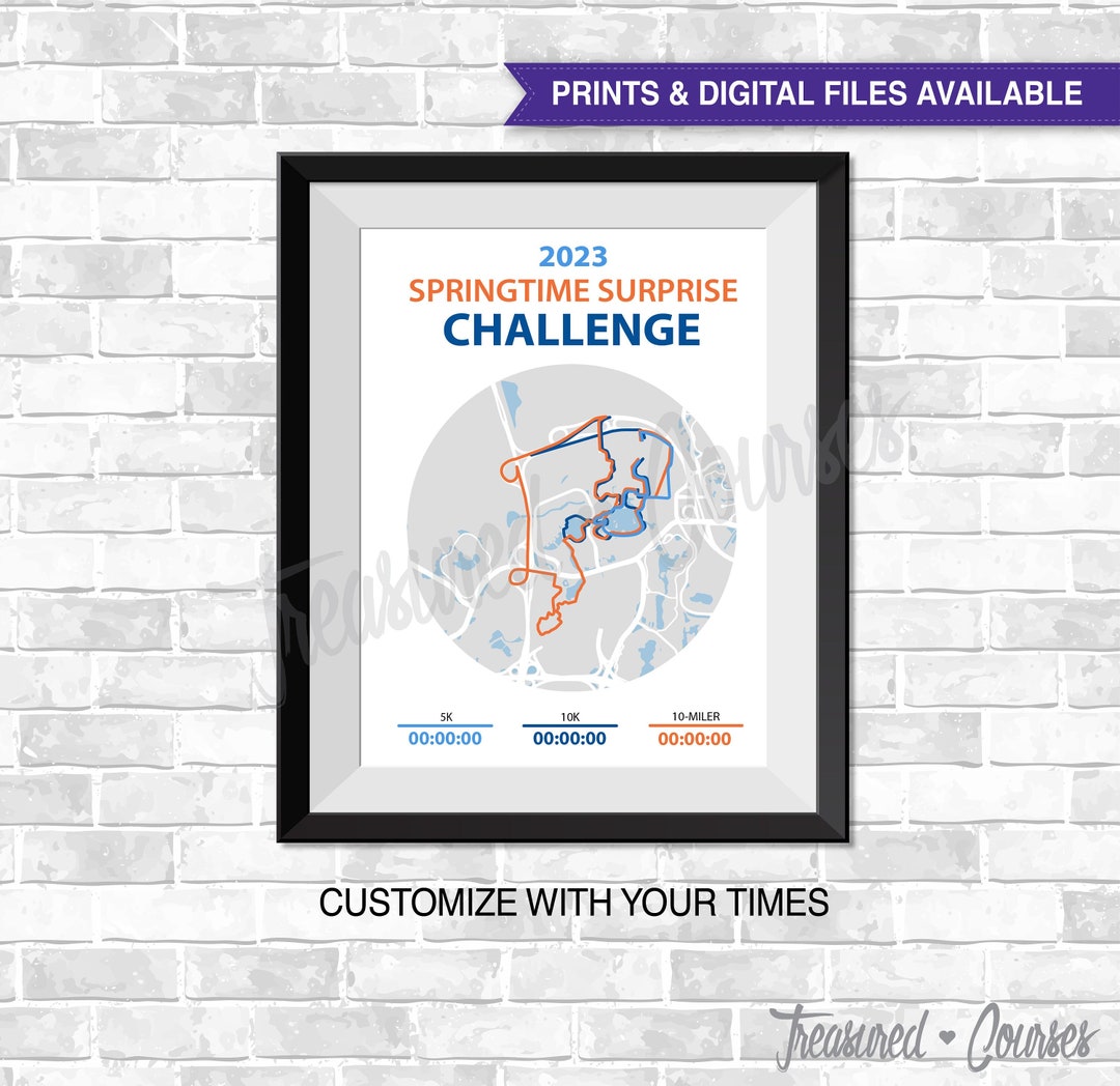 Custom Race Map Print: 5k, 10k, 10 Mile - 2023 Springtime Surprise ...
