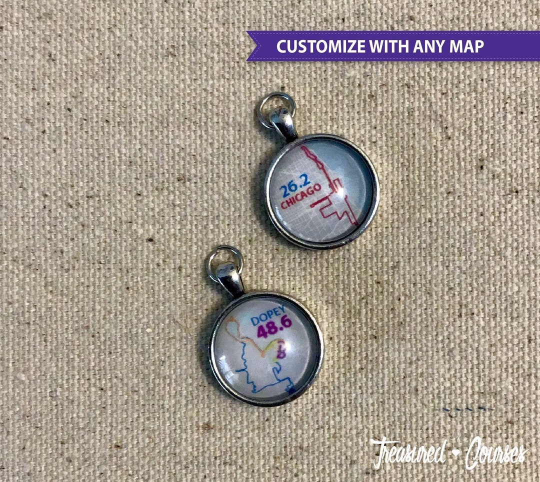 Custom Race Map Charm, Marathon, 26.2, Half Marathon, Dopey, Boston ...
