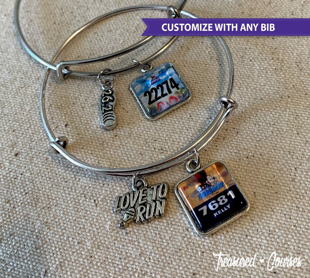 Custom Mini Race Bib Bracelet, Marathon, 26.2, Half Marathon, Dopey ...