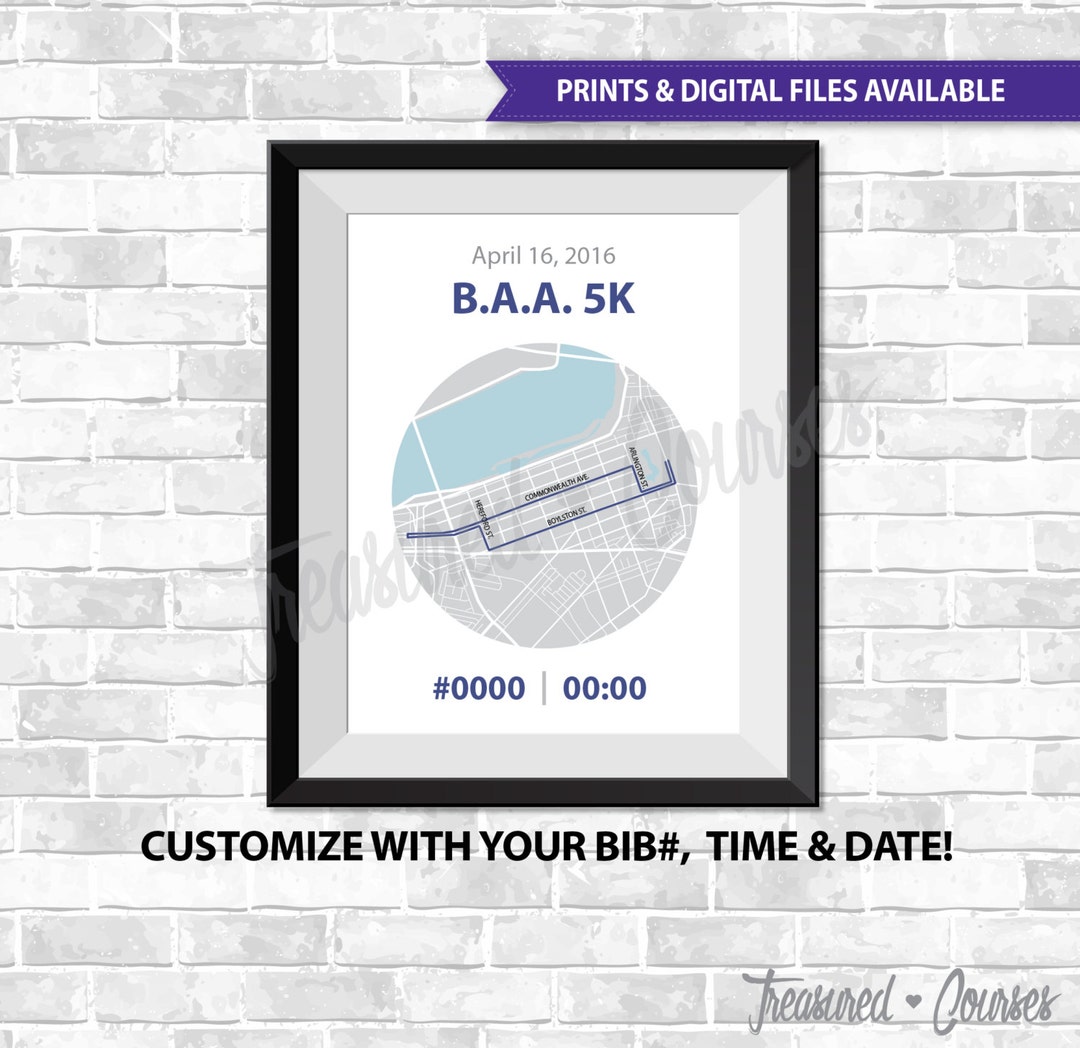 BAA 5k - Digital File & Print Options Available, Custom Map, Race Map ...
