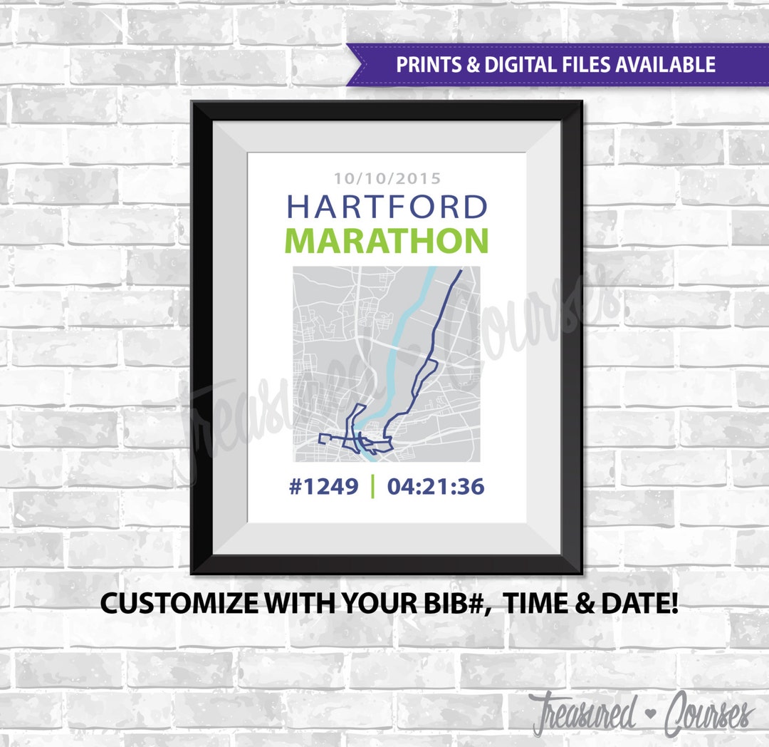 Hartford Marathon - Digital File & Print Options Available, Custom Map ...
