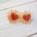 Red Volume Beaded Heart Earrings Radiant Beaded Heart Earrings Sparkle ...