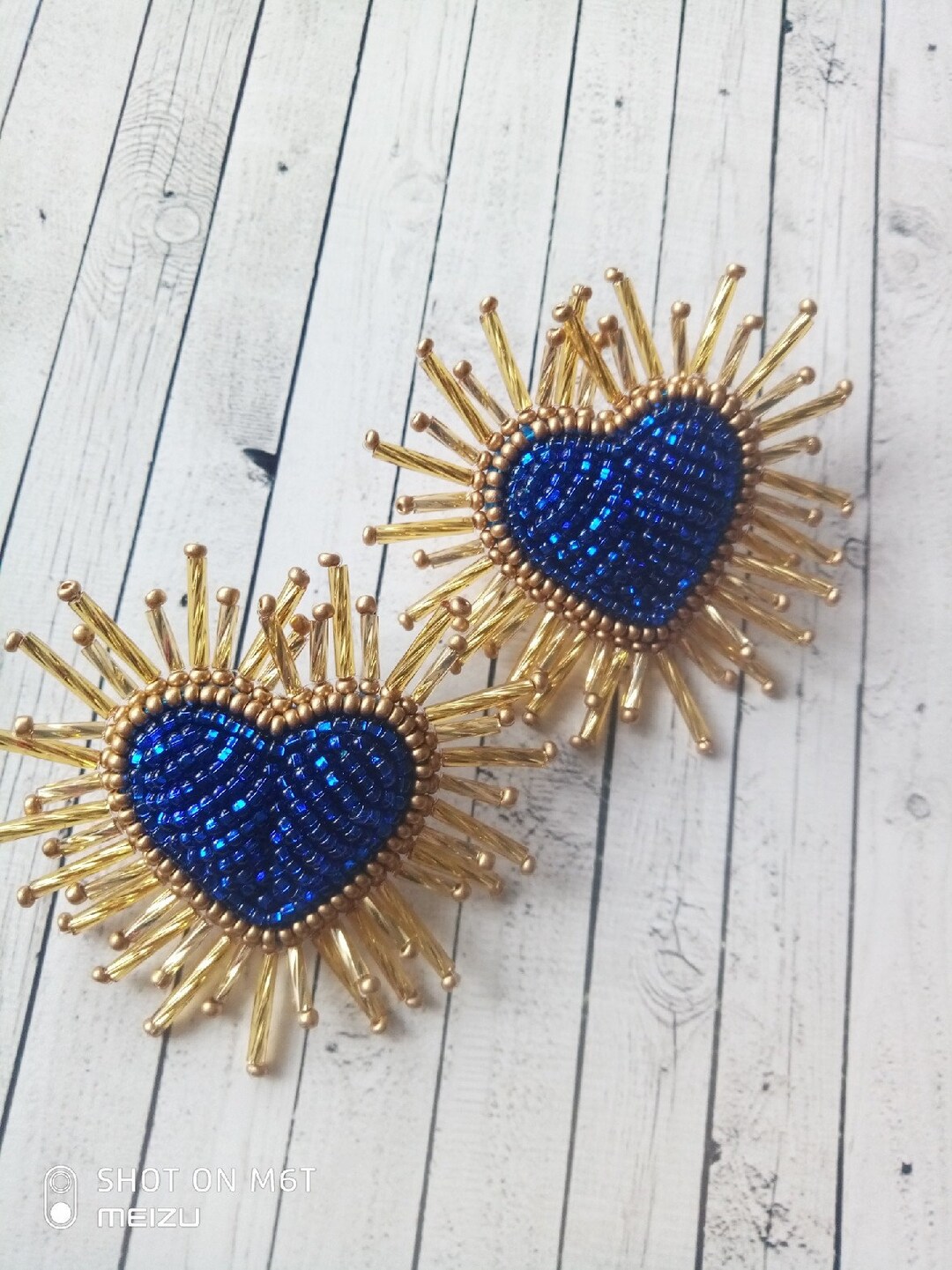 Radiant Beaded Heart Earrings Blue Shiny Hearts Earrings Sparkle Heart ...